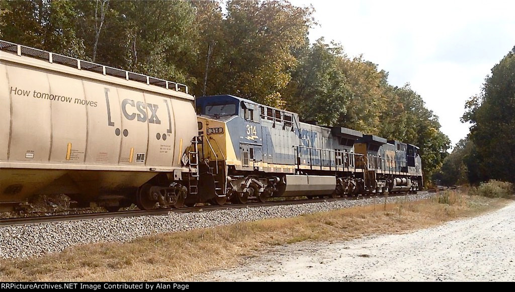 CSX AC44CW's 69 and 314 hustle the Grain Express WB